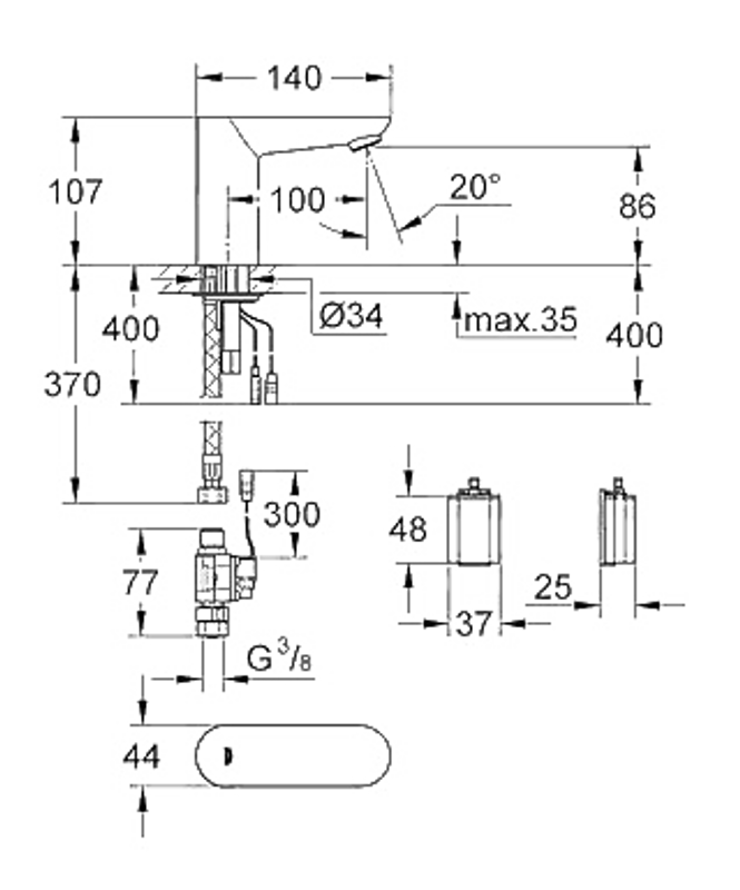 Кран Grohe Euroeco Cosmopolitan E 36271000 под холодную воду - theHouse ...